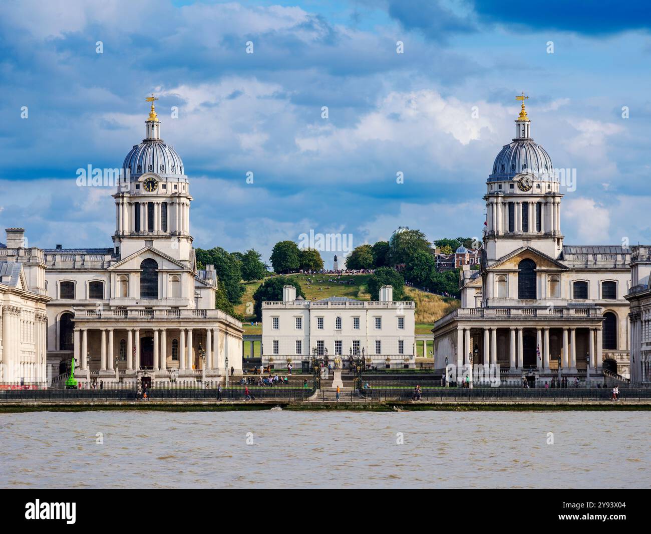 View over River Thames towards The Old Royal Naval College and ...