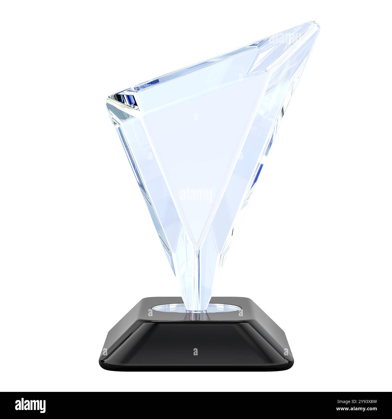 Transparent triangular shape crystal reward, glass award trophy, mockup ...