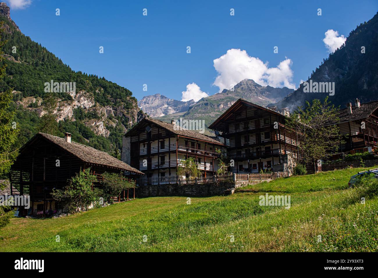 Traditional rural architecture in the Italian Alps at Monte Rosa ...