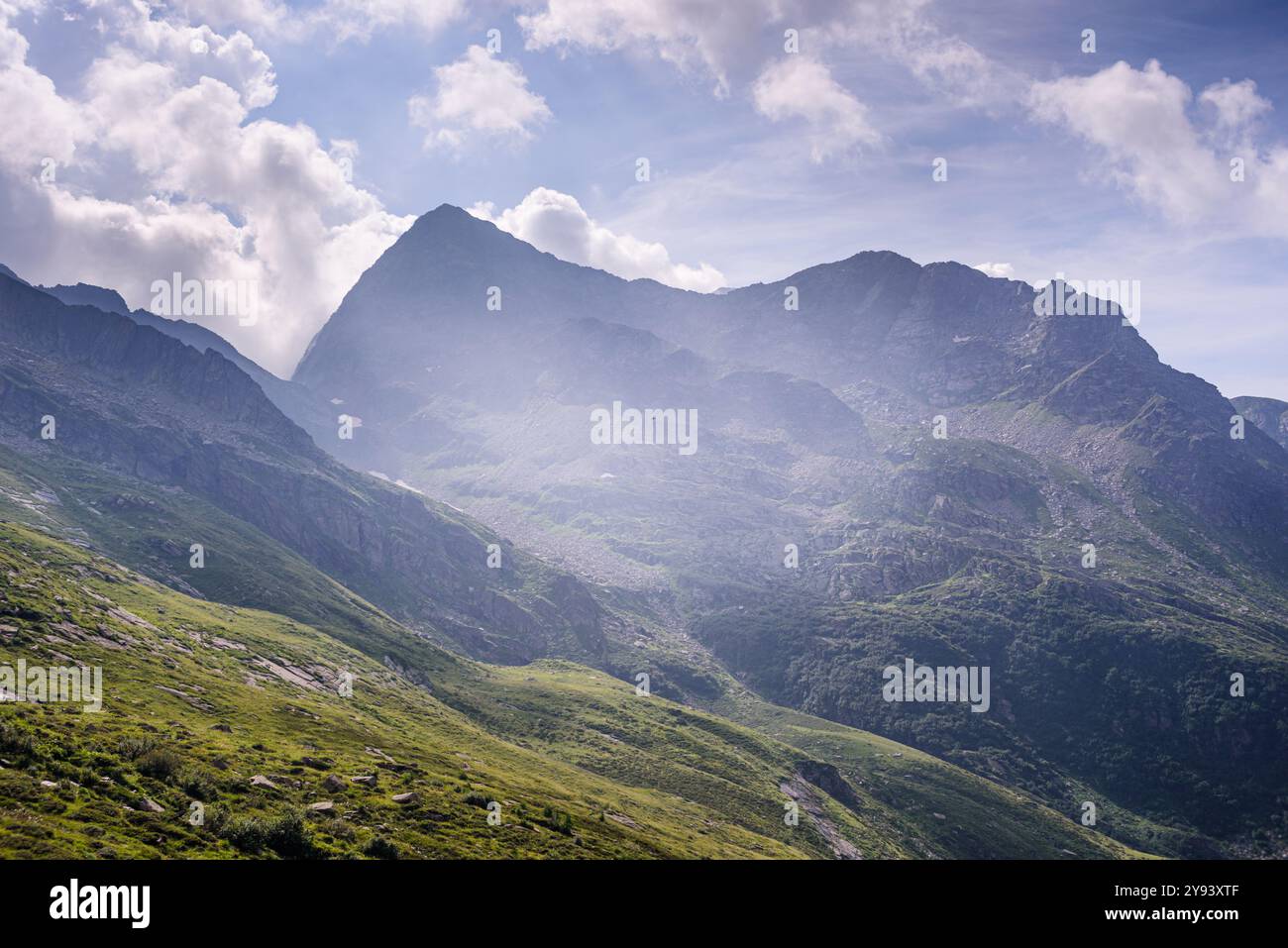 Dramatic mountain landscape and geological fault in the Italian Alps ...