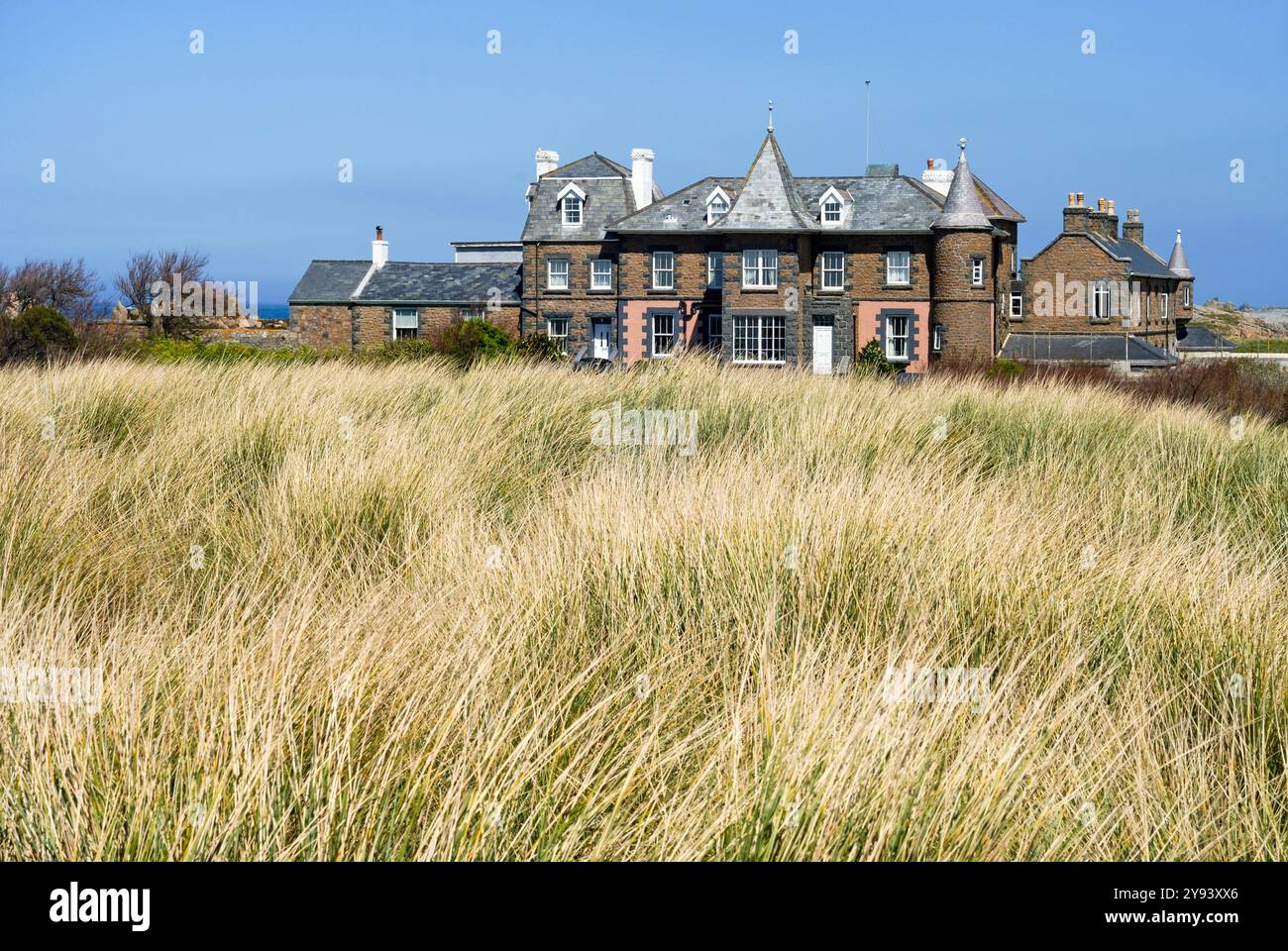 Manor house at Saline Bay, Island of Guernsey, Bailiwick of Guernsey ...