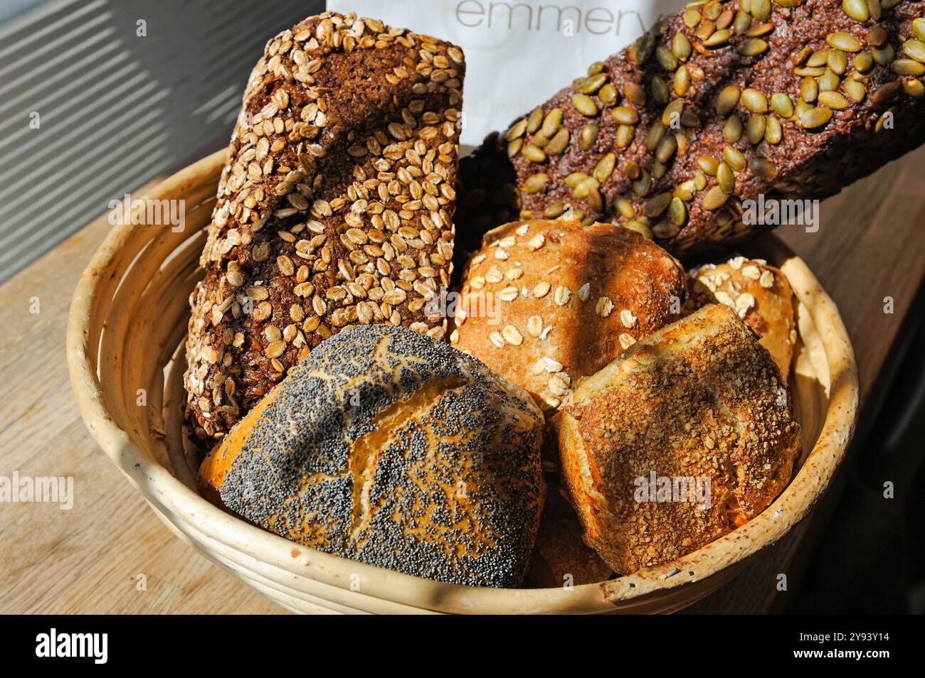 Assorted bread from the Danish bakery Emmerys, Aarhus, Jutland ...