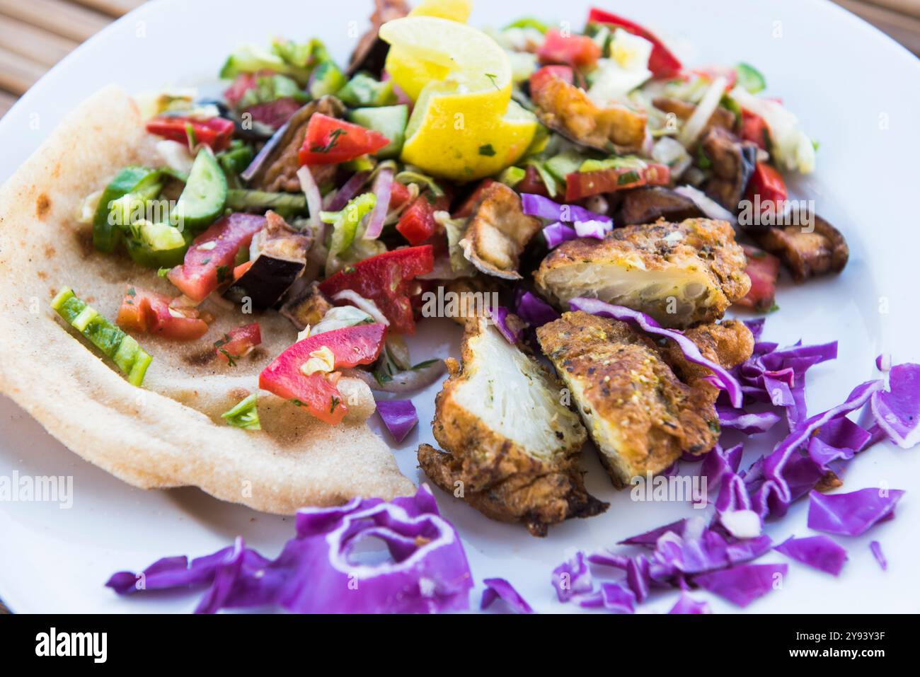 Salad served aboard the Dahabeah, passenger river boat of the Lazuli ...