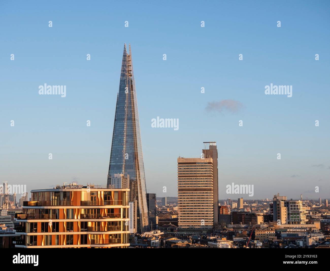 Skyline view of The Shard from Tate Modern, London, England, United ...