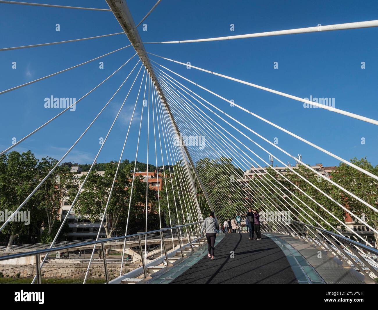 Zubizuri Footbridge, designed by Santiago Calatrava, Nervion River ...
