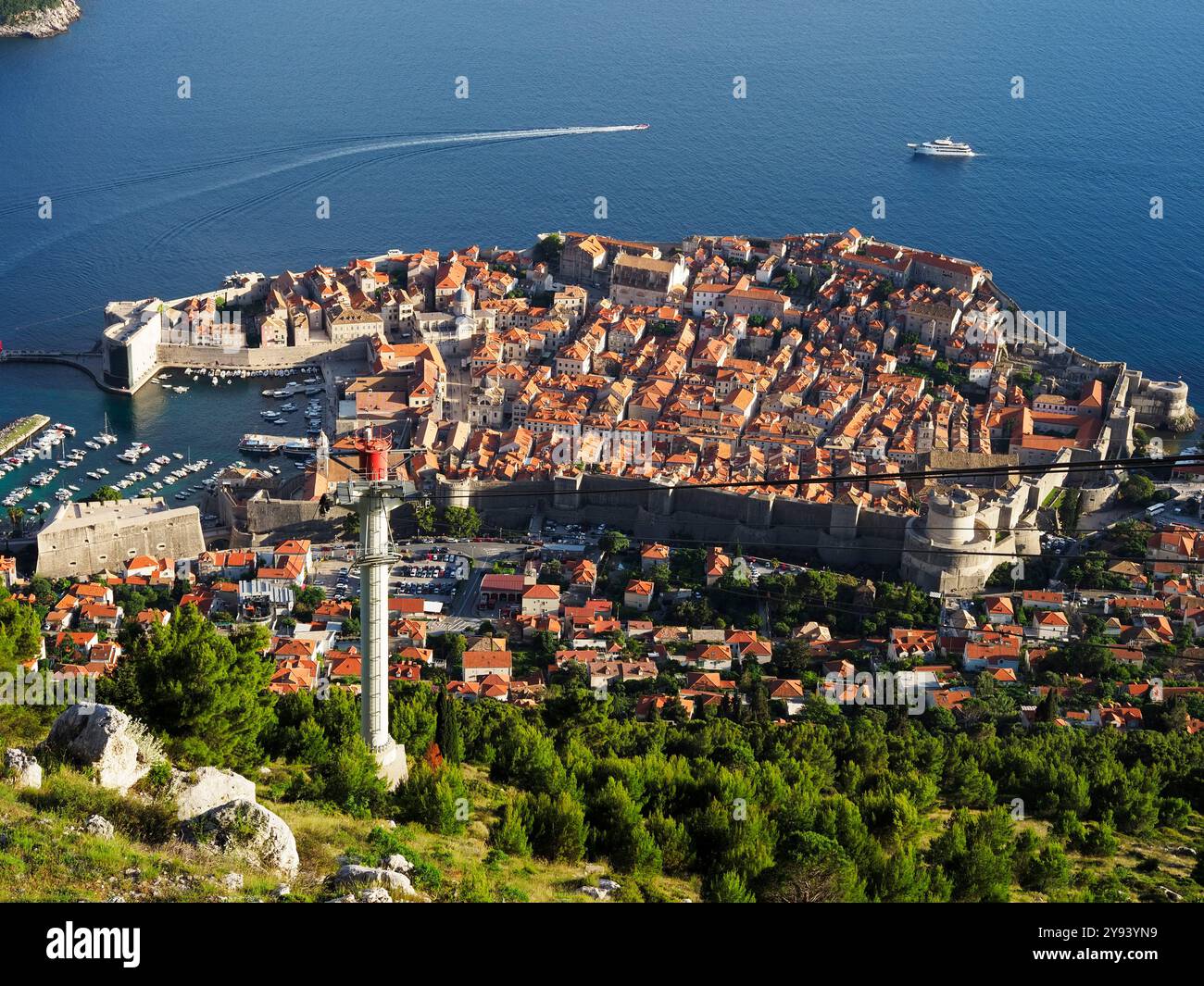 Dubrovnik Old Town, UNESCO World Heritage Site, from Mount Srd ...