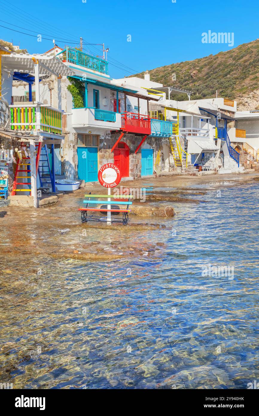 The small fishing village of Klima, Klima, Milos Island, Cyclades ...