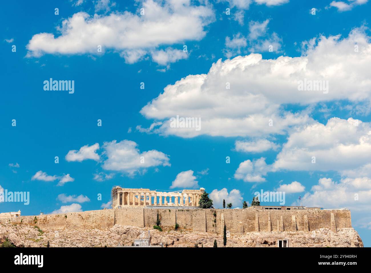 Parthenon, Acropolis and clouds in blue sky, UNESCO World Heritage Site, Athens, Greece, Europe ...