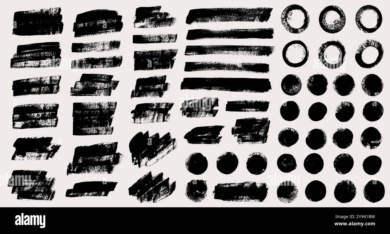 Brush strokes vector. Paint rectangles and rounds Stock Vector Image ...