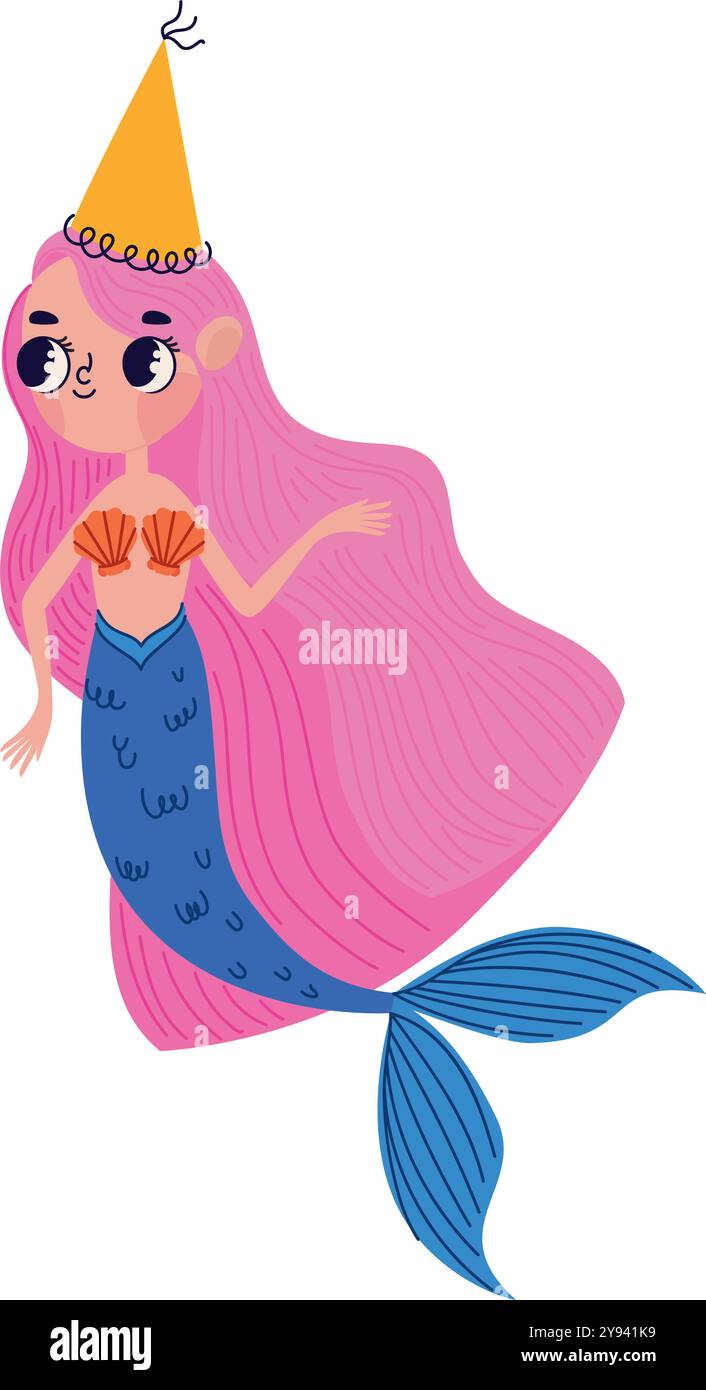 mermaid birthday party cartoon Stock Vector Image & Art - Alamy