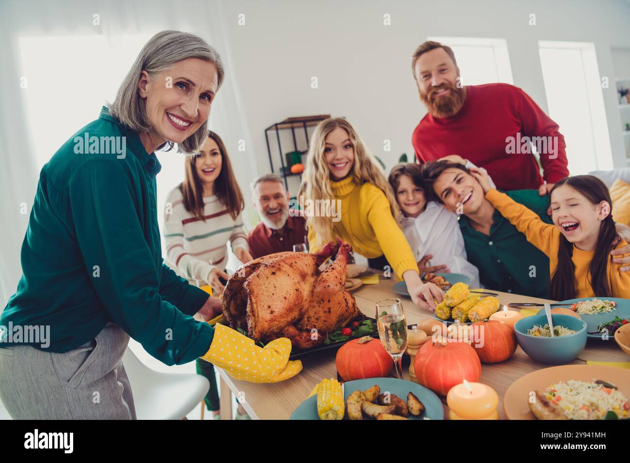 Photo of loving happy people celebrating thanksgiving day family ...