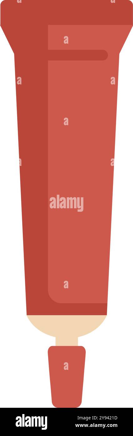 Red toothpaste tube with white cap standing up on white background ...