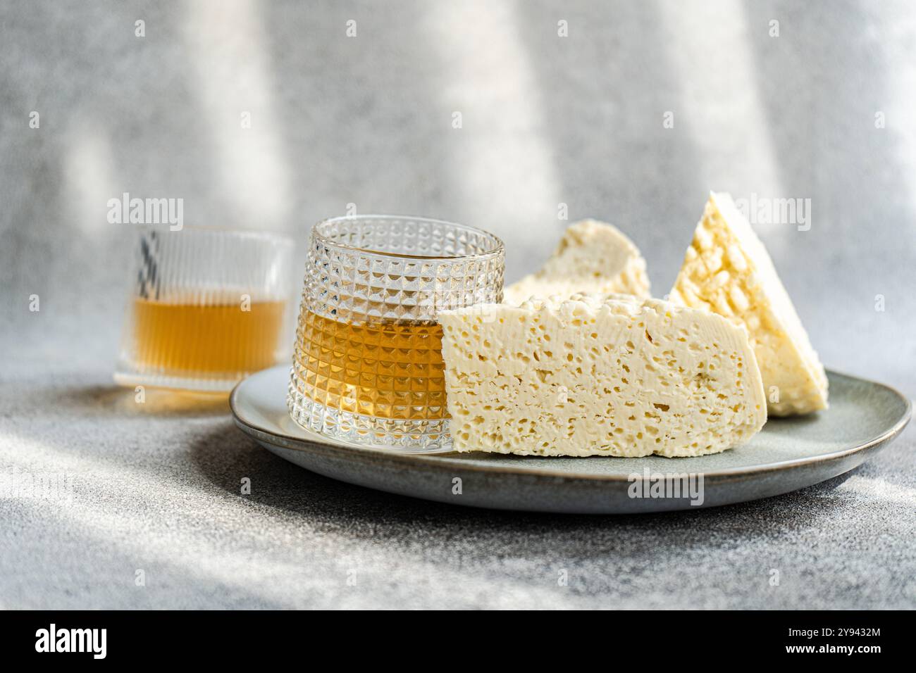 A captivating image of traditional Georgian Sulguni cheese paired with ...