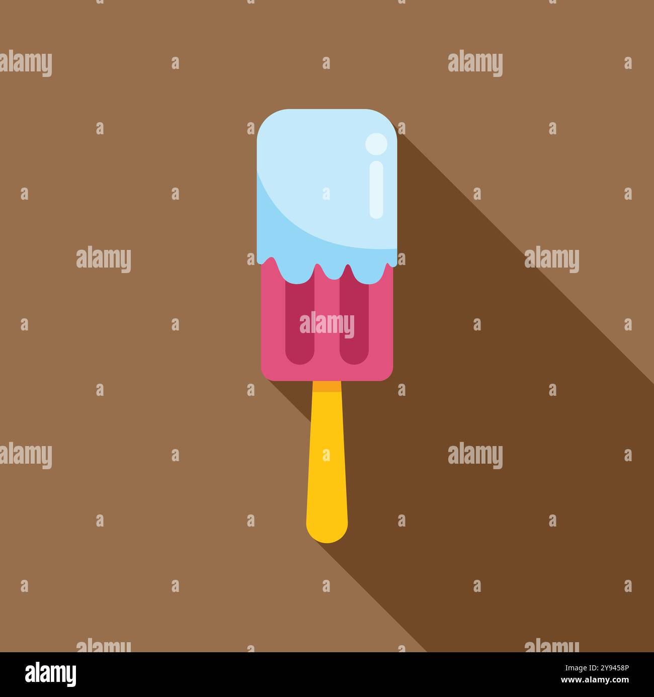 Pink ice cream bar with a bite taken out, covered in white chocolate ...