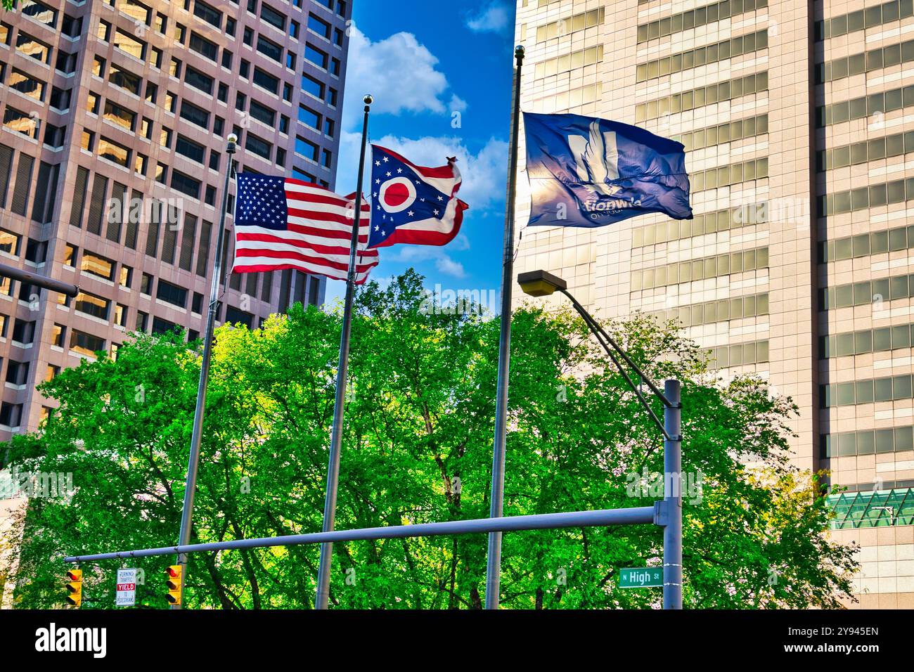 Flags in front of 1 Nationwide Plaza Columbus. Flags in front of 1 ...