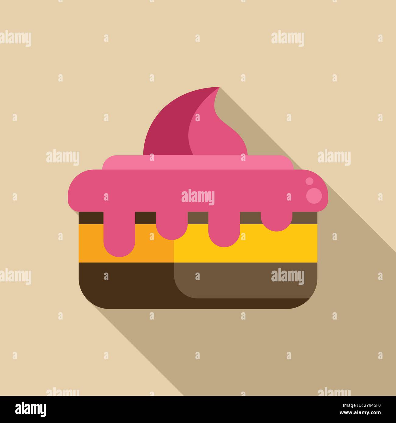 Minimalist vector illustration of a square cake with pink icing ...