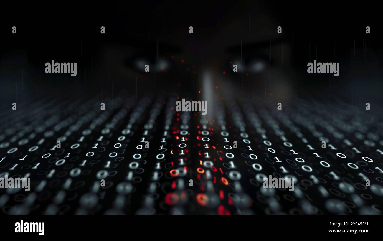 Pair of human eyes merge into streaming binary code. Conceptual ... Pair of human eyes merge into streaming binary code. Conceptual ...