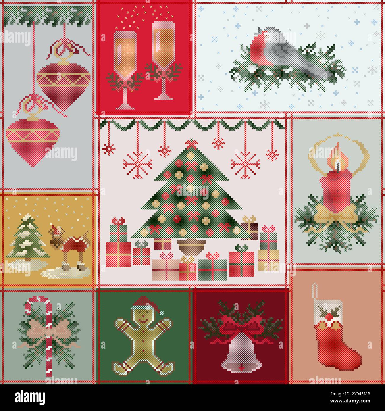 Patchwork embroidery Stock Vector Images - Alamy