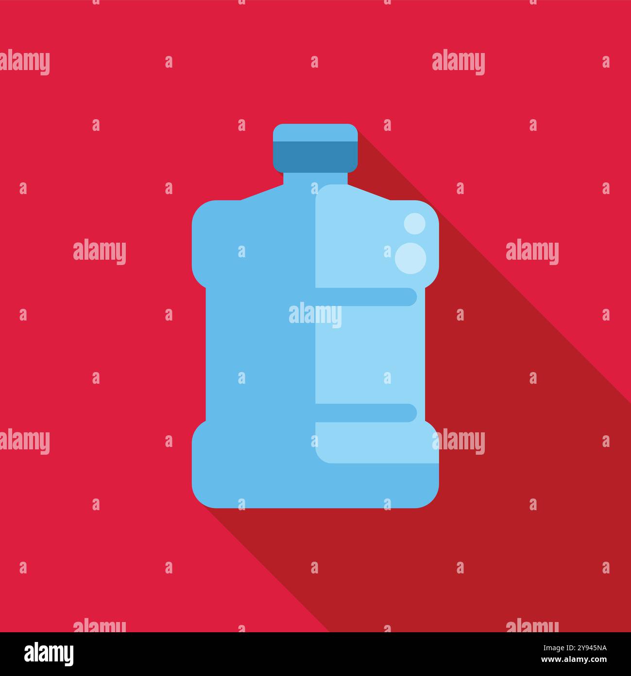 Big blue water bottle with handle casting shadow, simple flat design of ...
