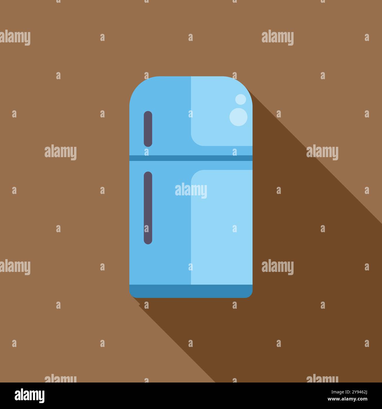 Simple vector illustration of a blue refrigerator with long shadow on ...