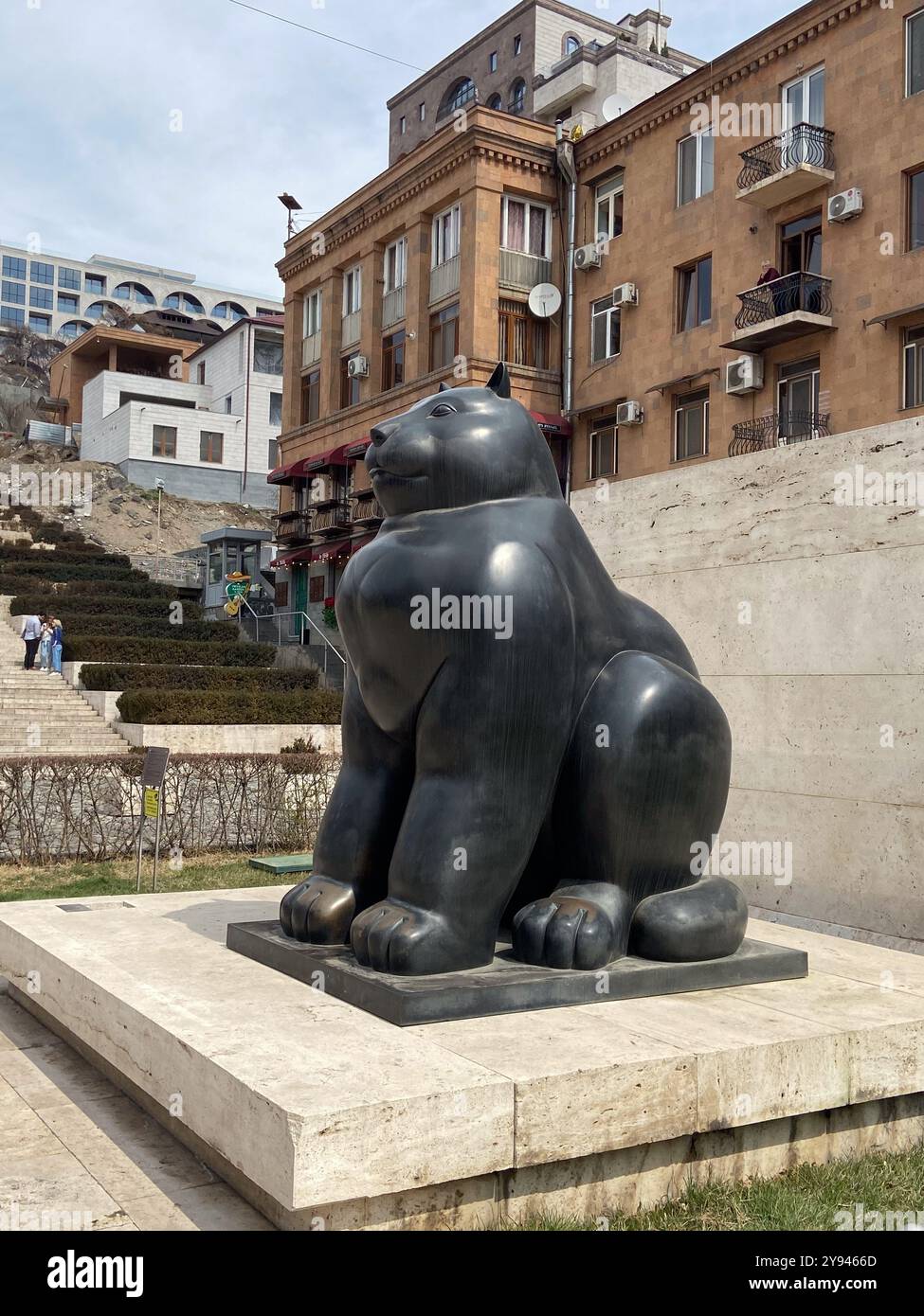 26 March 2022, Yerevan, Armenia: Fatty Botero cat sculpture at the ...