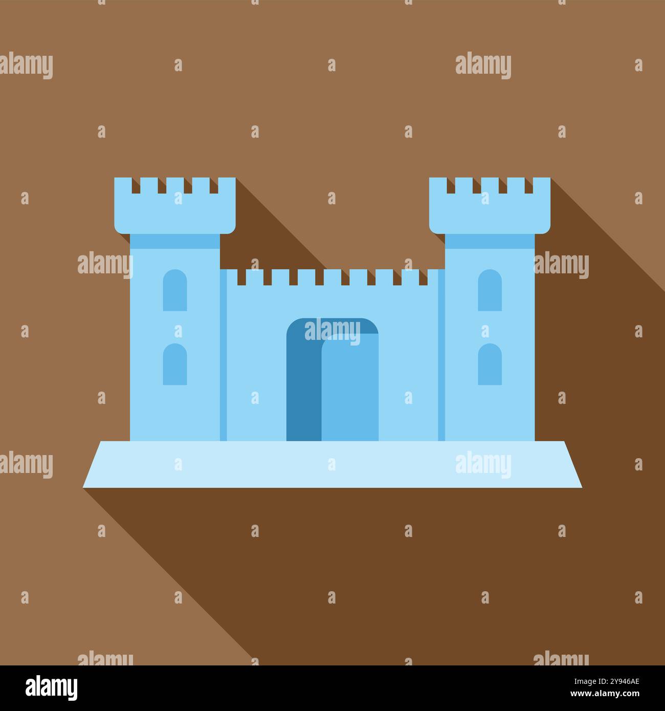 Minimalist vector illustration of a medieval castle with high towers ...