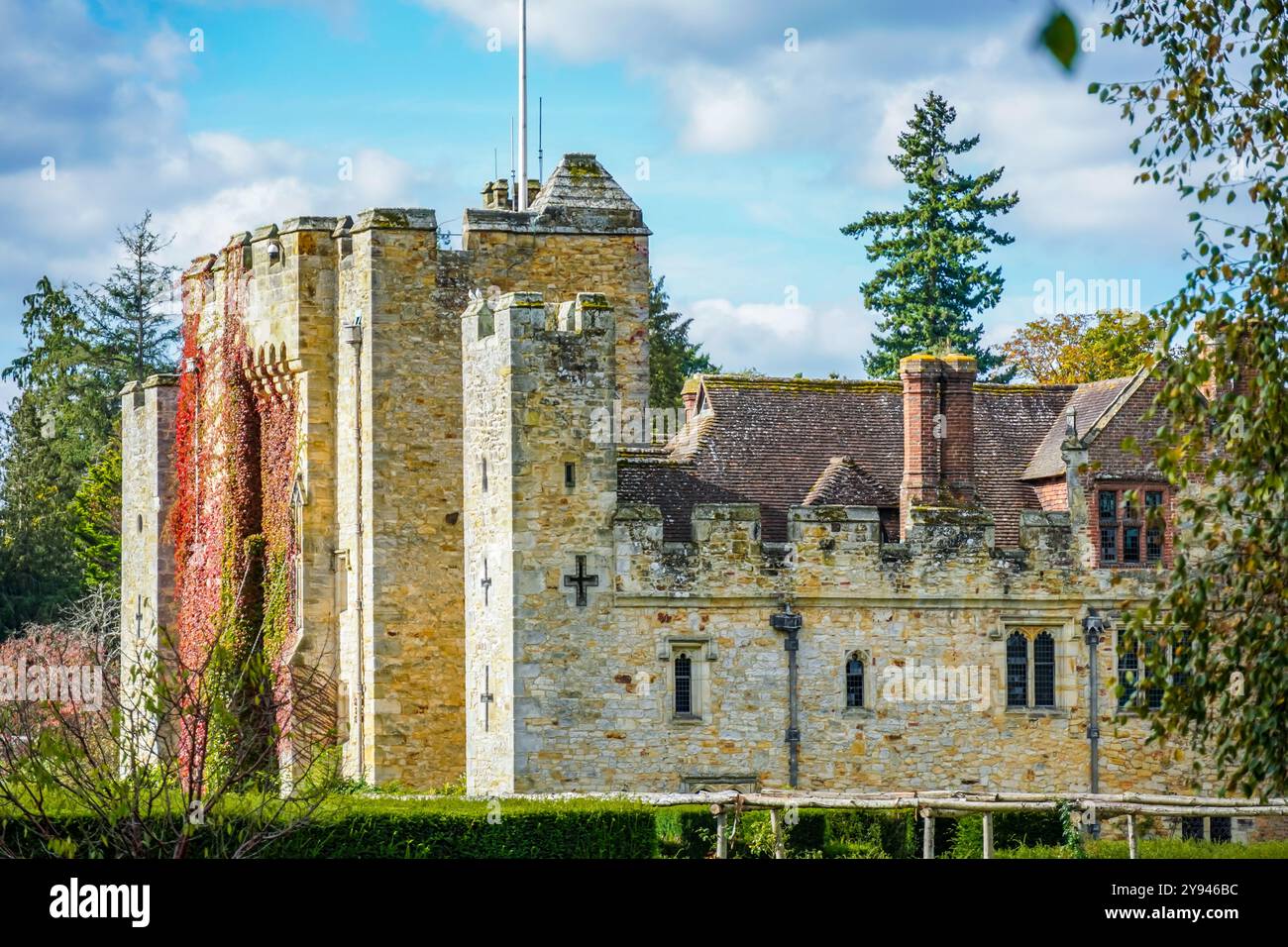 Hever, UK. 4 Oct 2024. Around the grounds and exterior of 13th century ...