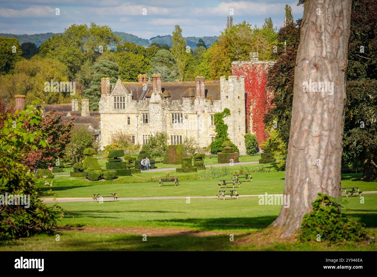 Hever, UK. 4 Oct 2024. Around the grounds and exterior of 13th century ...