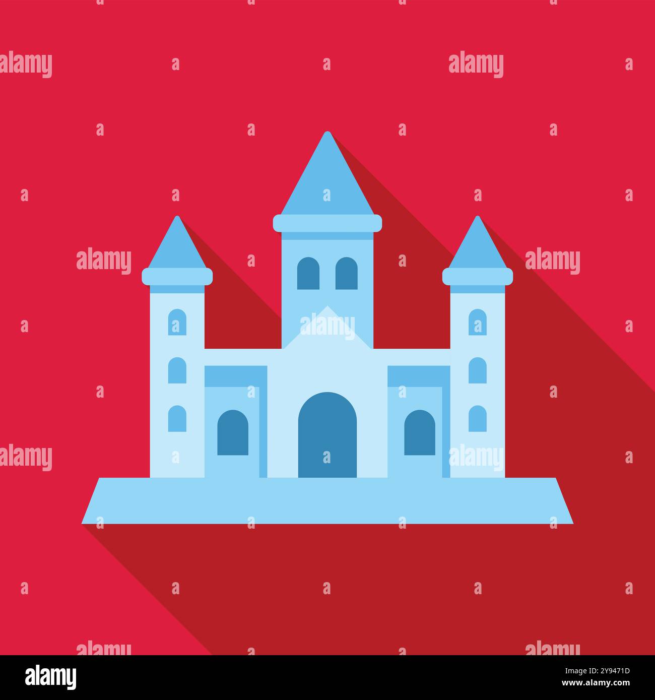 Simple illustration of a castle with towers and a gate, evoking history ...