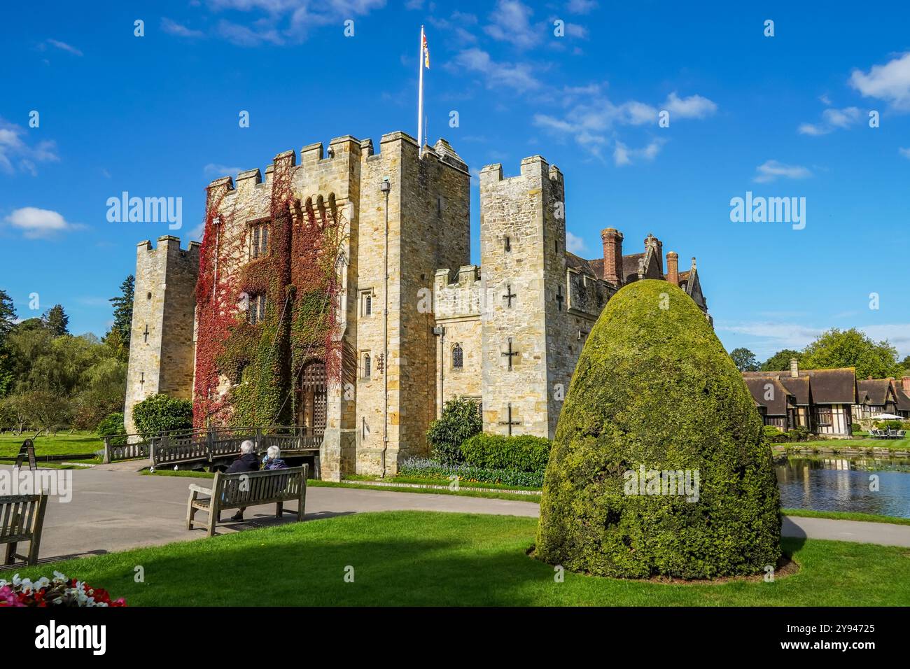 Hever, UK. 4 Oct 2024. Around the grounds and exterior of 13th century ...