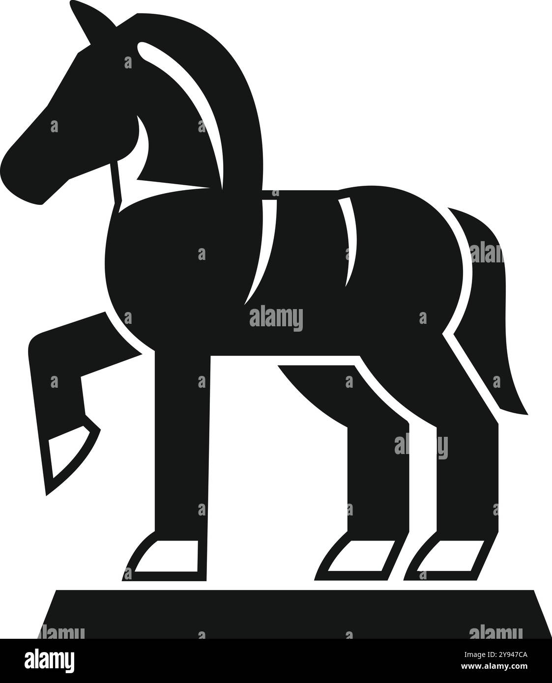 Black silhouette of trojan horse, famous symbol from greek mythology ...