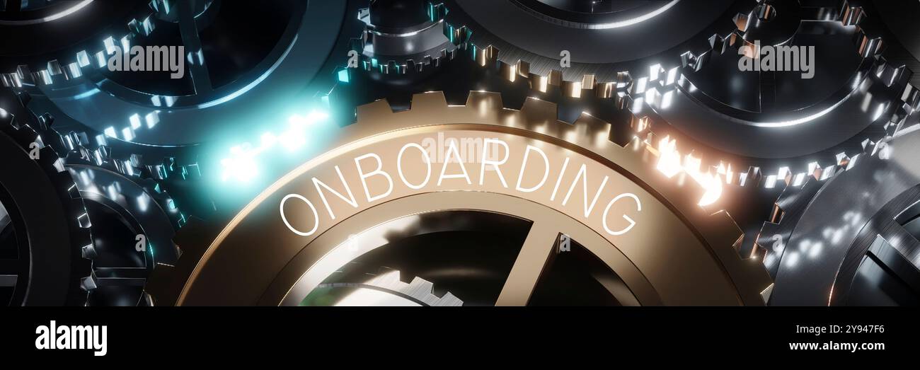 Onboarding - gears concept - 3D illustration Stock Photo - Alamy