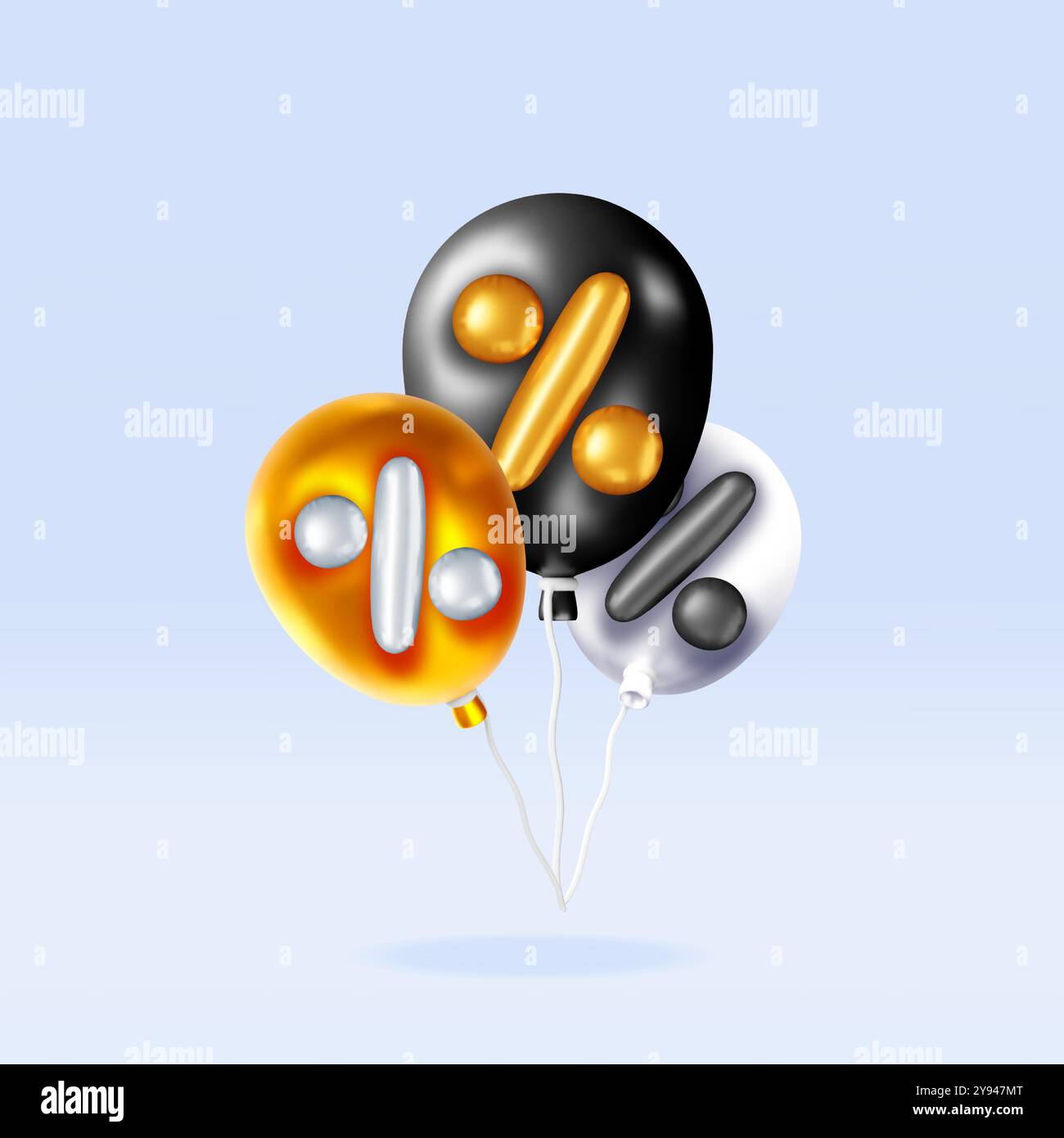 3D set of realistic percent sign balloon isolated. Render money finance ...