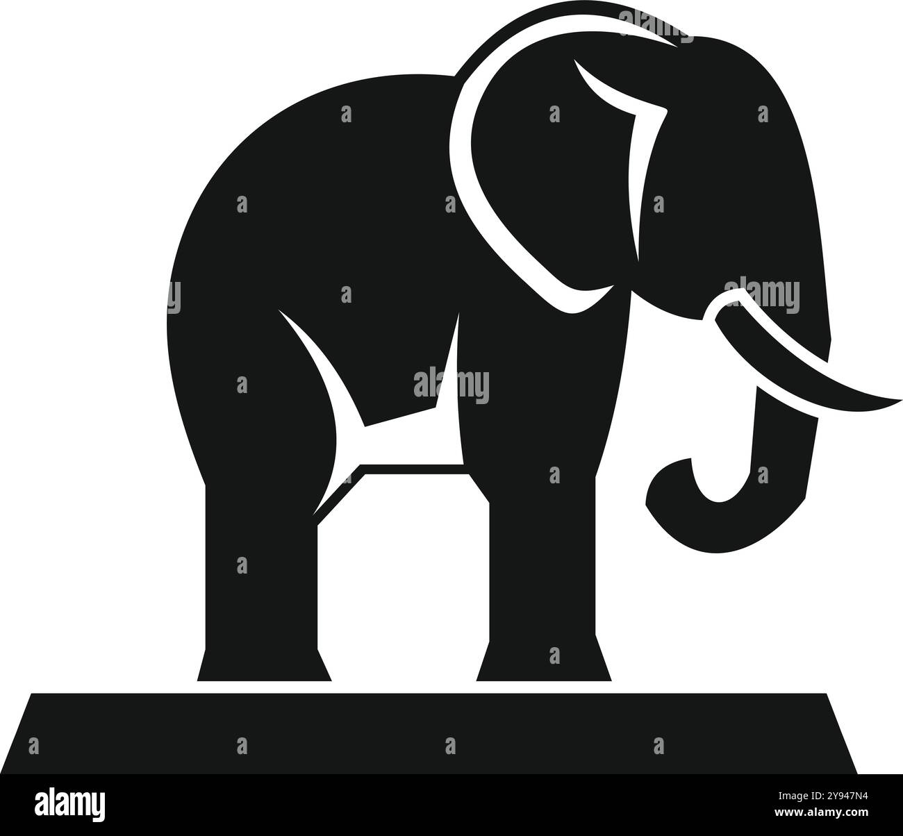 This vector illustration of a large african elephant standing on a ...