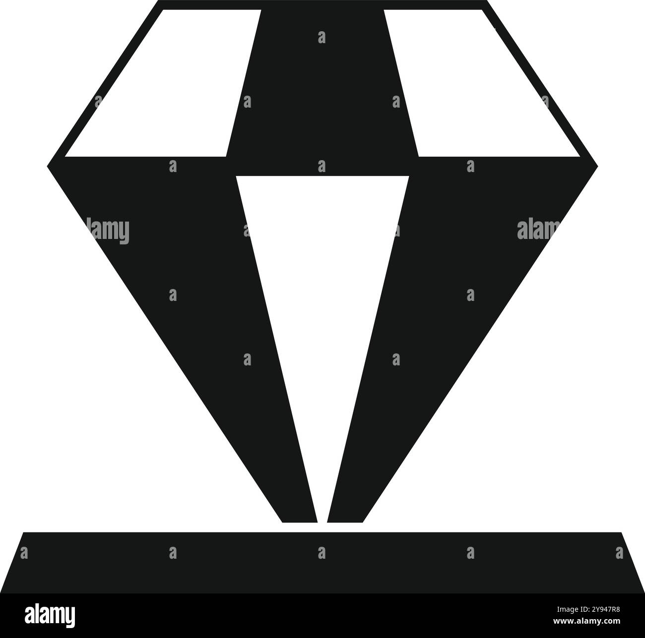 Simple black and white vector icon of a diamond casting its shadow ...