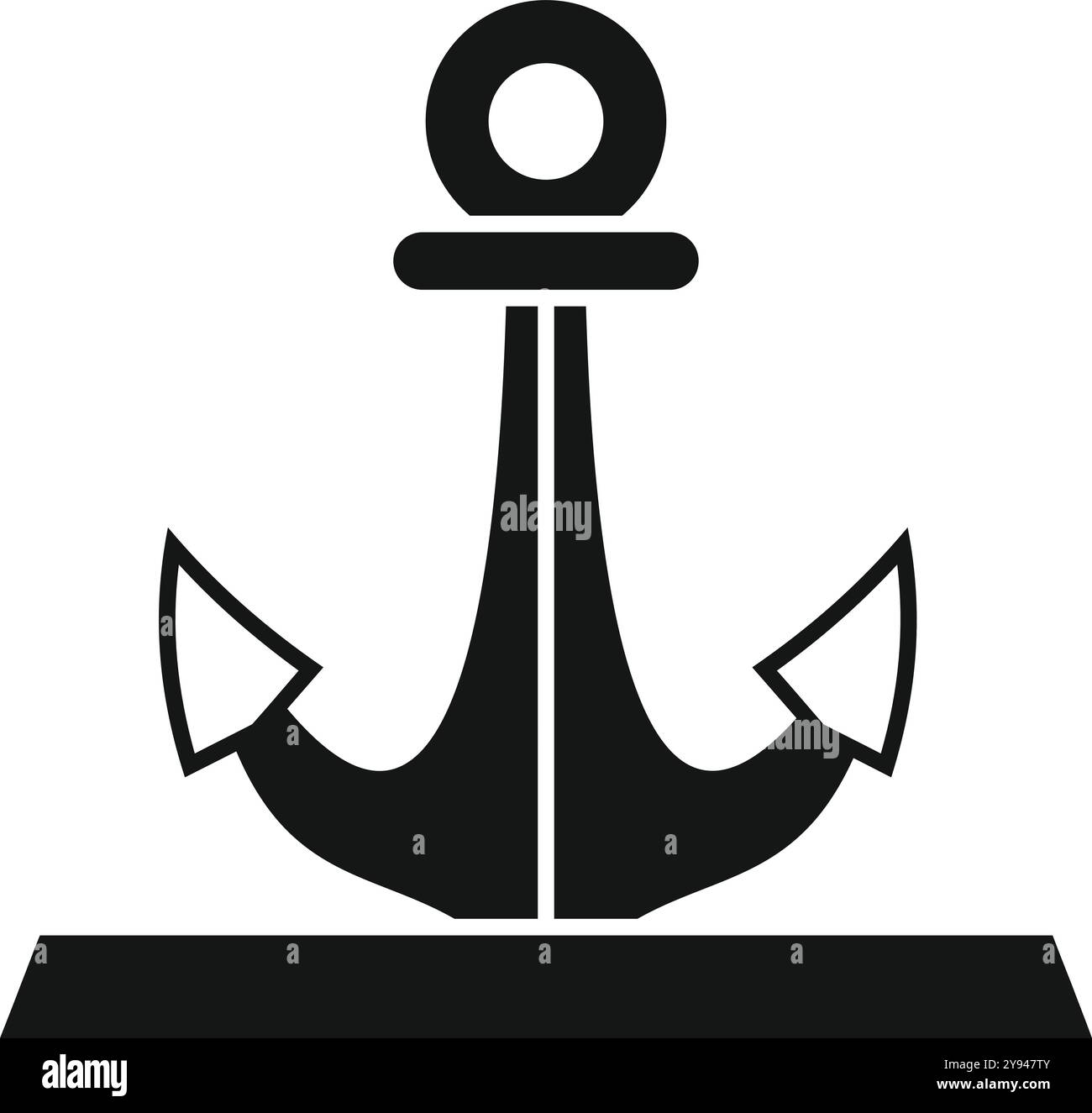 Black anchor standing on a platform icon in simple style isolated on ...