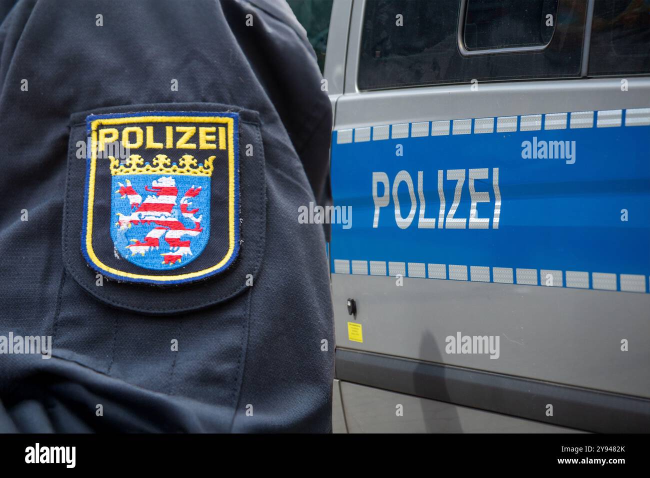 Symbol image of a police operation in Hesse: Police officer of the ...