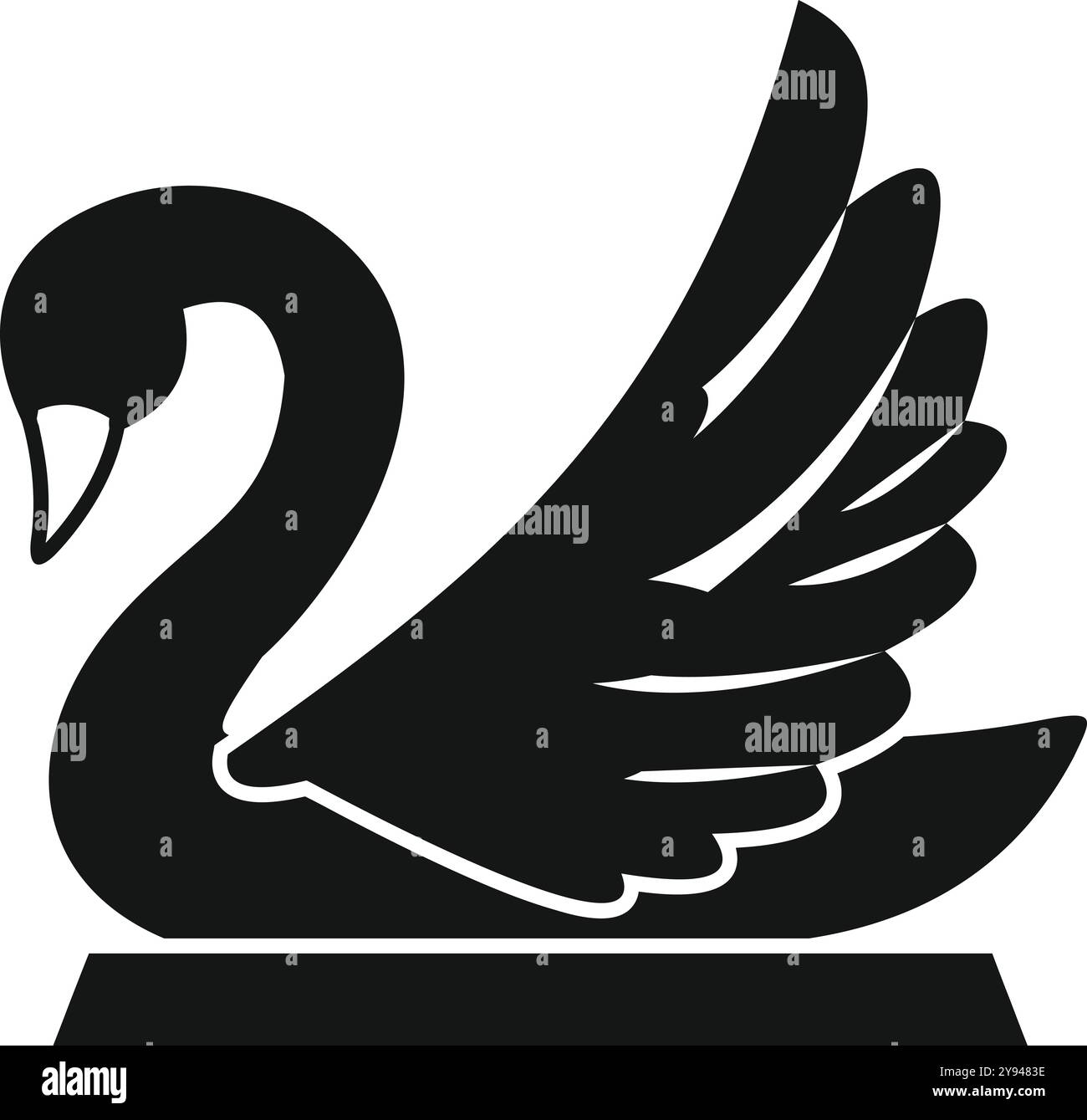 Black swan spreading its wings, a simple and elegant icon of grace and ...