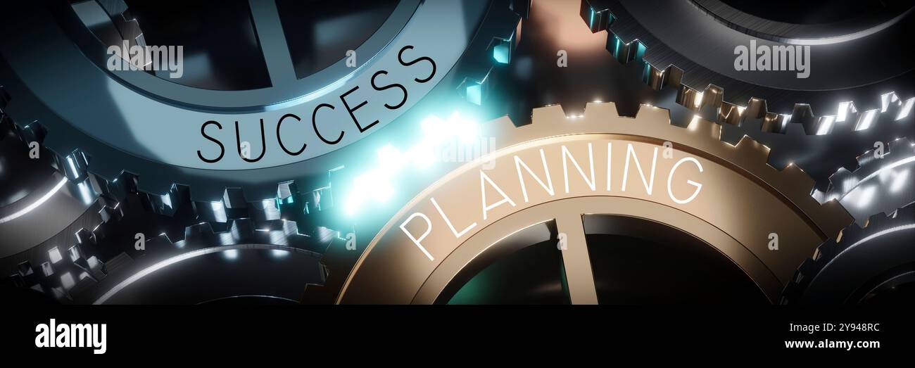 Success, planning - gears concept - 3D illustration Stock Photo - Alamy