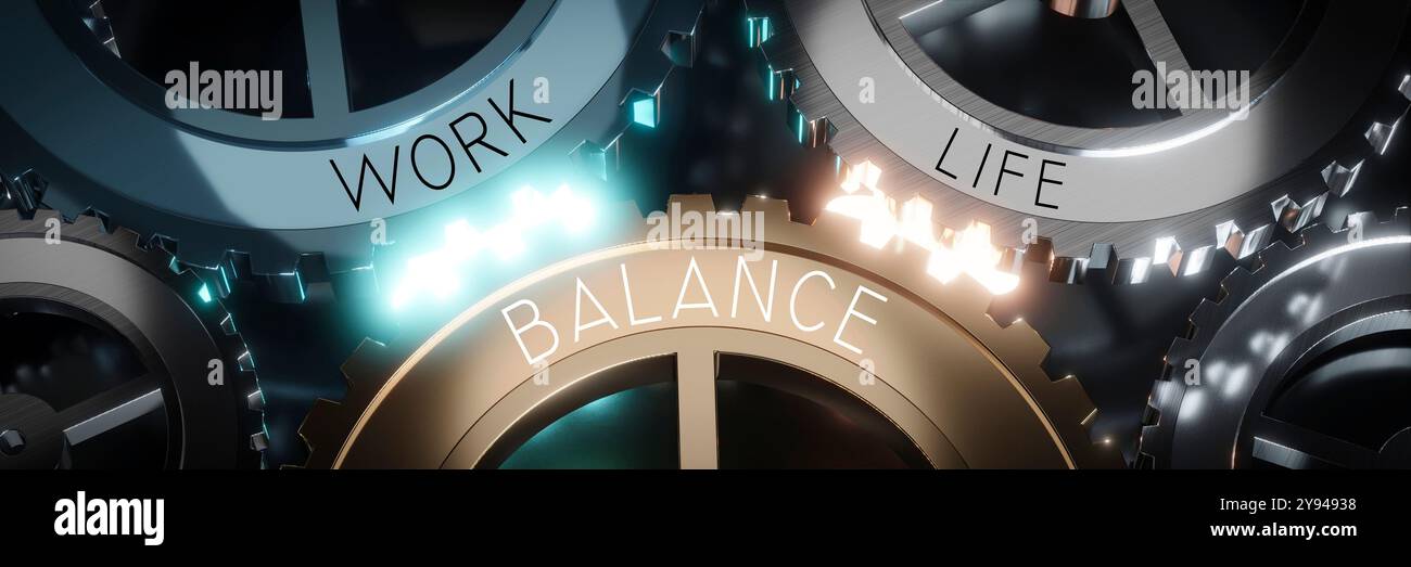 Work, life, balance - gears concept - 3D illustration Stock Photo - Alamy