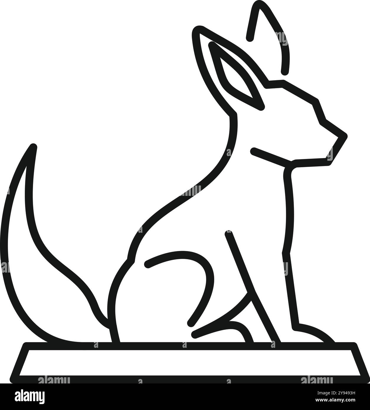 Line icon of anubis, the egyptian god of the dead, sitting on a ...