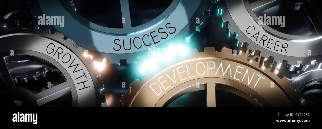 Growth, success, career, development - gears concept - 3D illustration ...