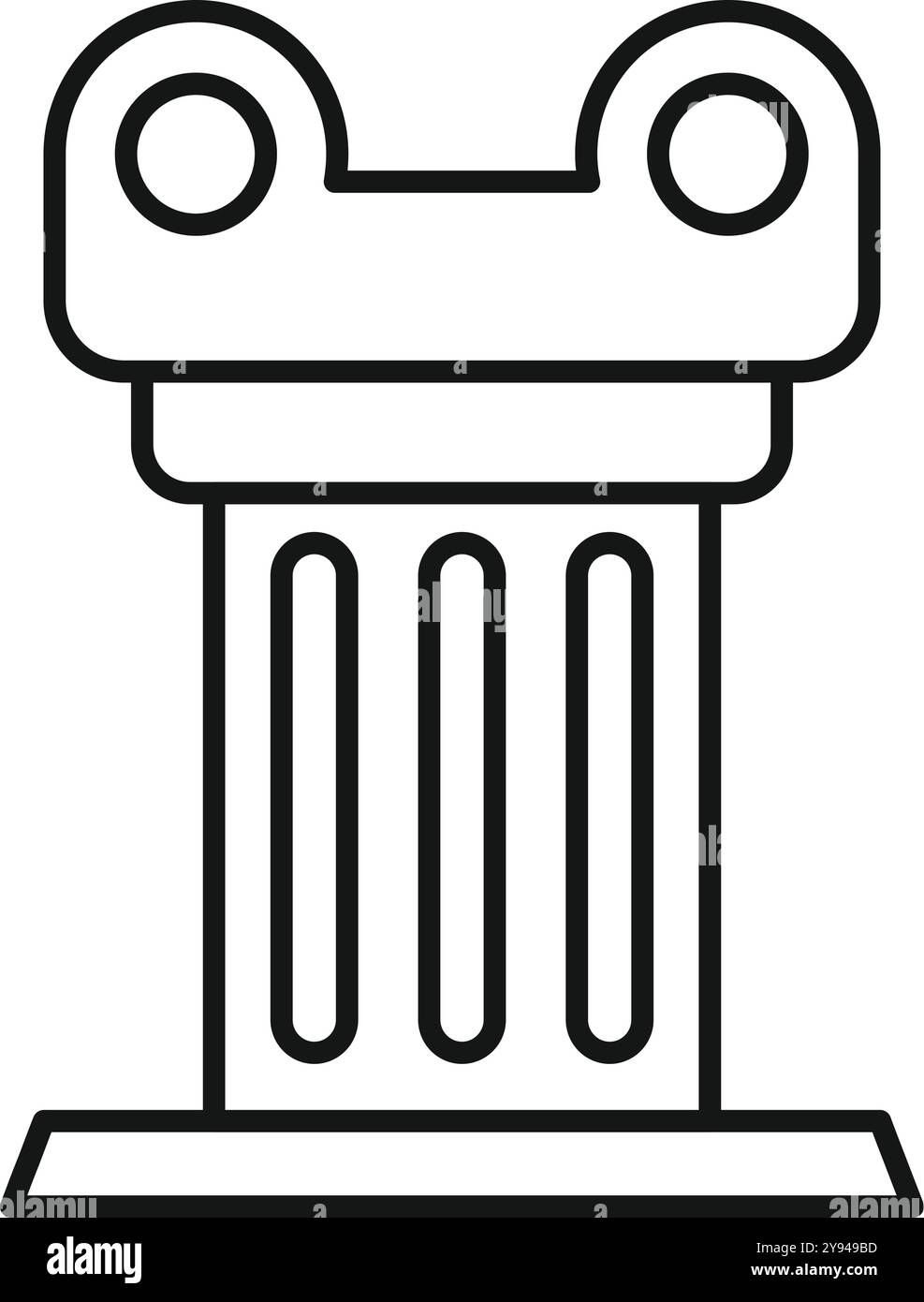 This simple and elegant line art icon represents an antique column ...