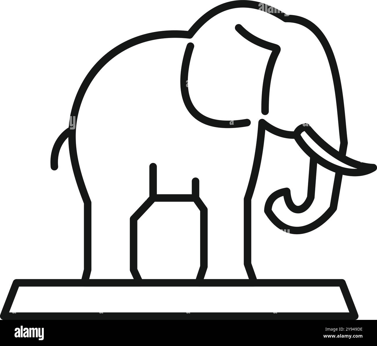 Simple line drawing of an elephant standing on a platform, as if part ...