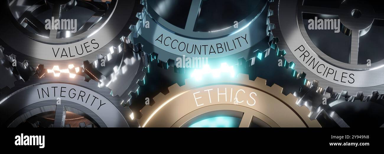 Ethics - gears concept - 3D illustration Stock Photo - Alamy