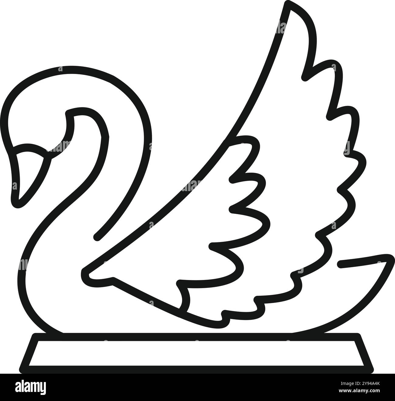 Porcelain swan figurine spreading its wings while standing on a ...