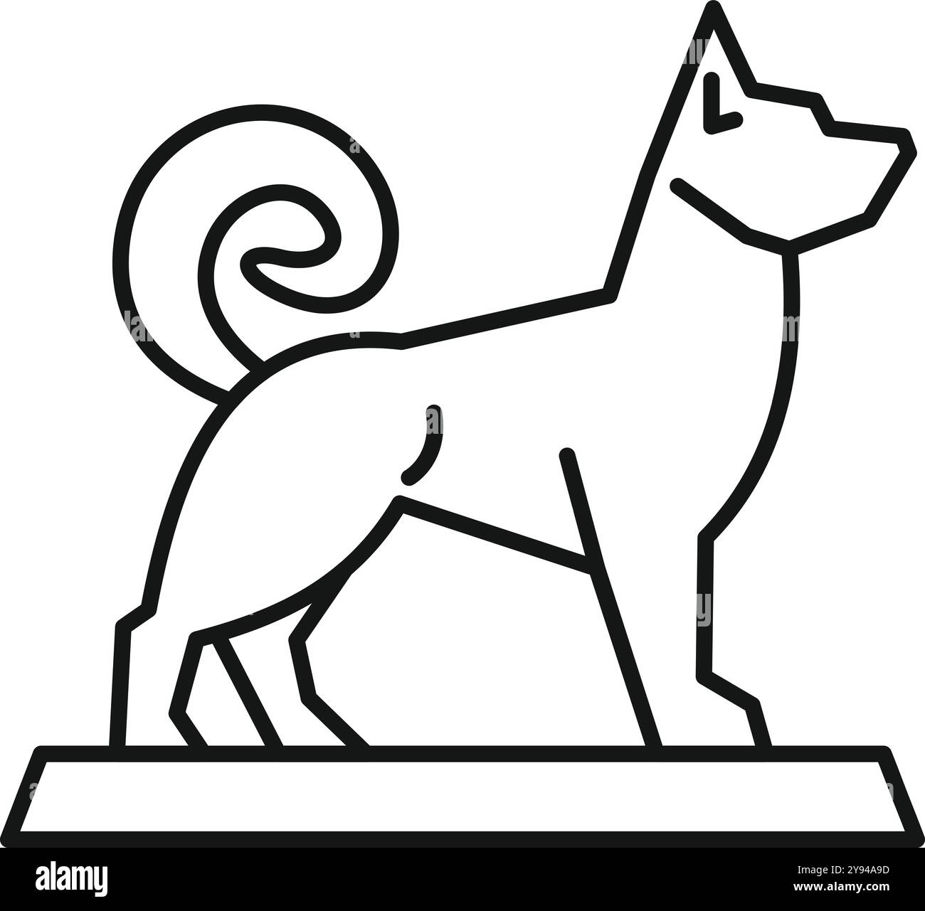 Simple line art icon of a dog standing on a pedestal, symbolizing ...
