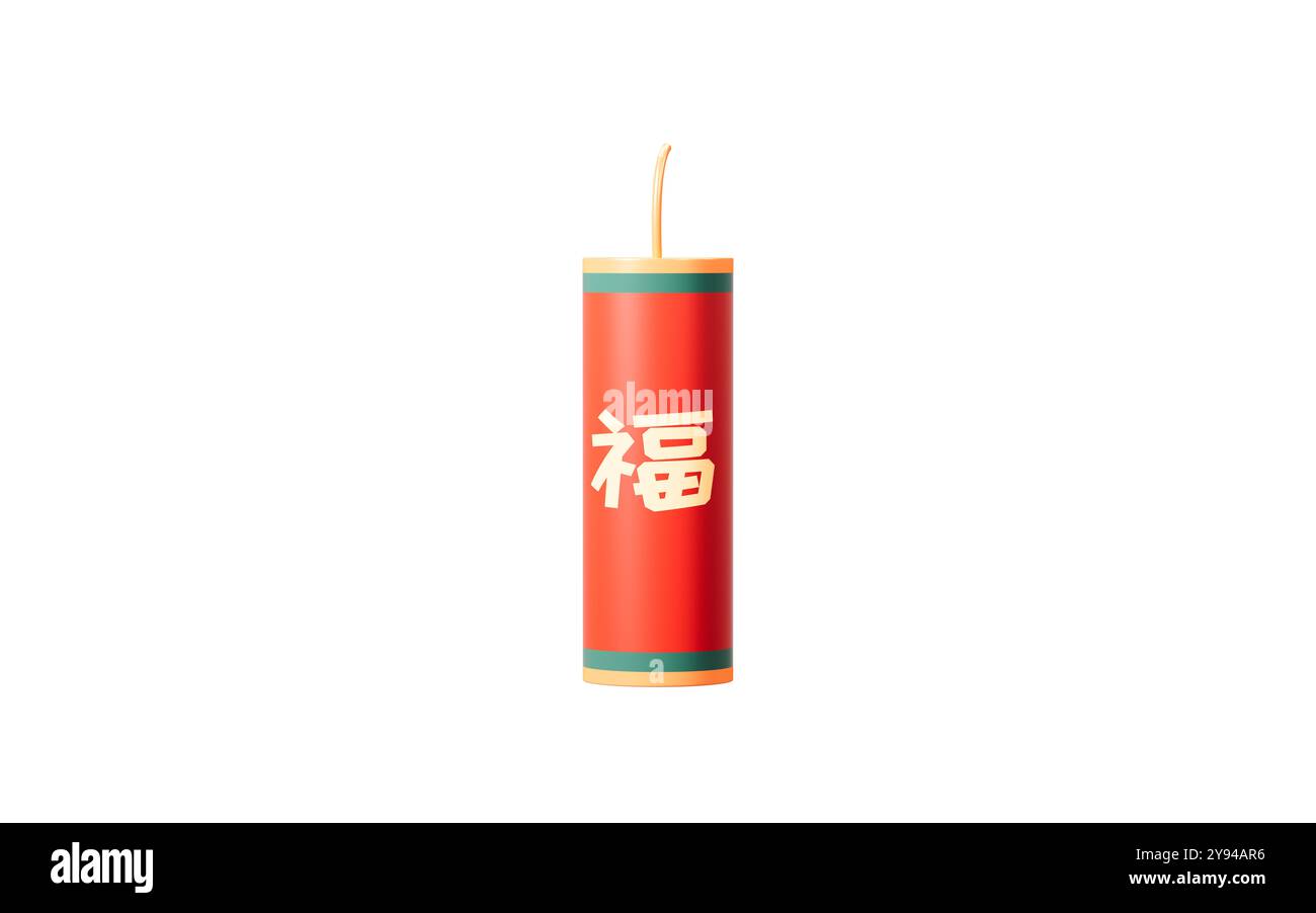 Cartoon firecracker with chinese character "Fu", Spring Festival theme ...