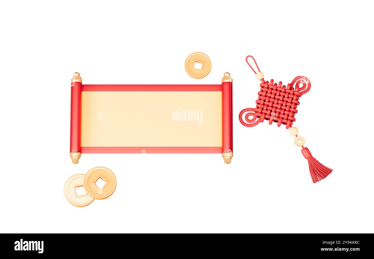 Empty Chinese style scroll, Chinese new year element, empty scroll ...