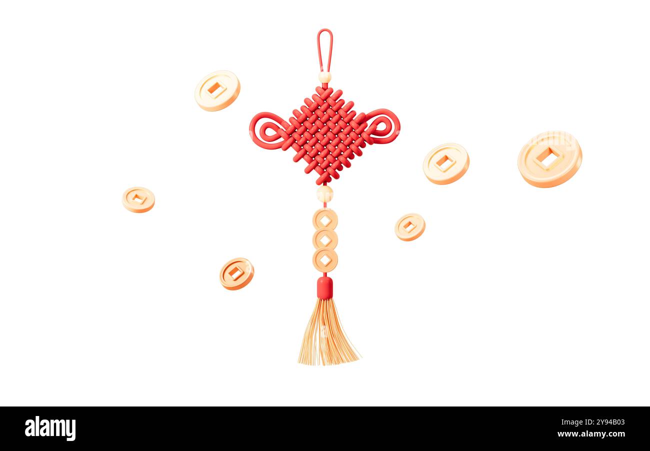 Chinese knot and floating Chinese coins, Chinese new year, happy new ...